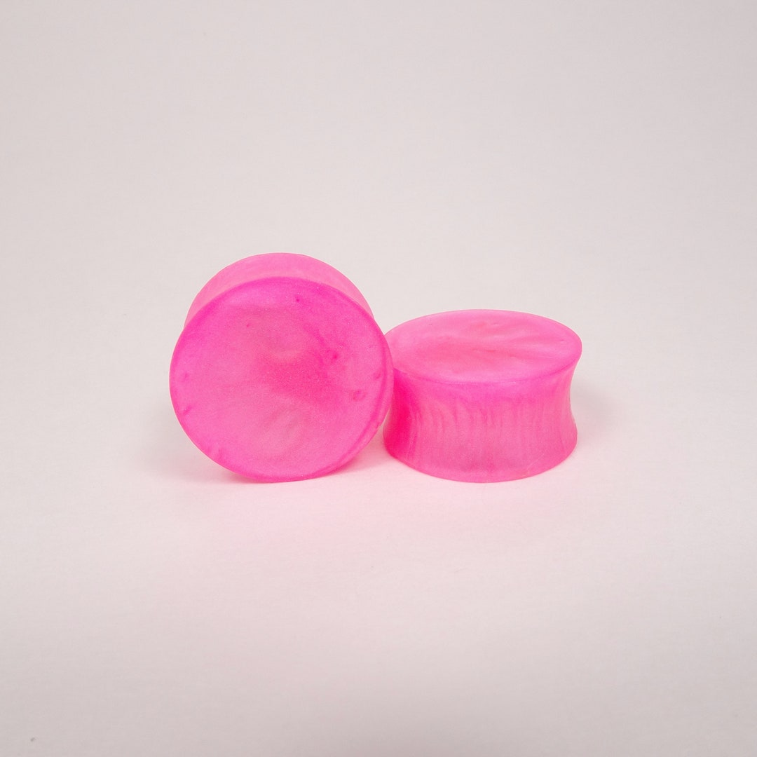 Neon Pink Pearl Double Flared Resin Ear Plugs - Fluorescent Pink Pearl ...