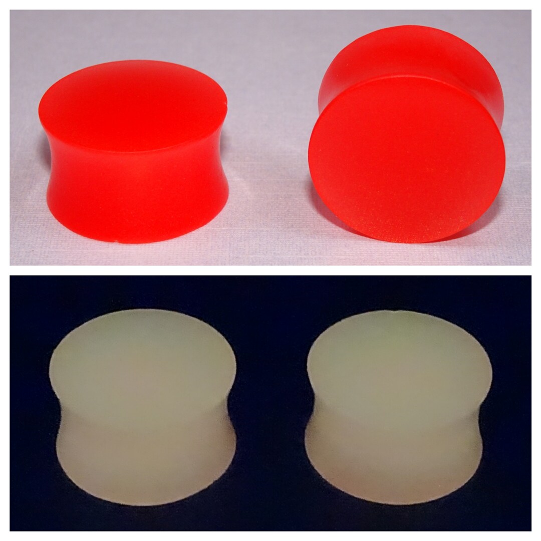Fluorescent Red Glow in the Dark Resin Ear Plugs - Red Glowing Ear ...