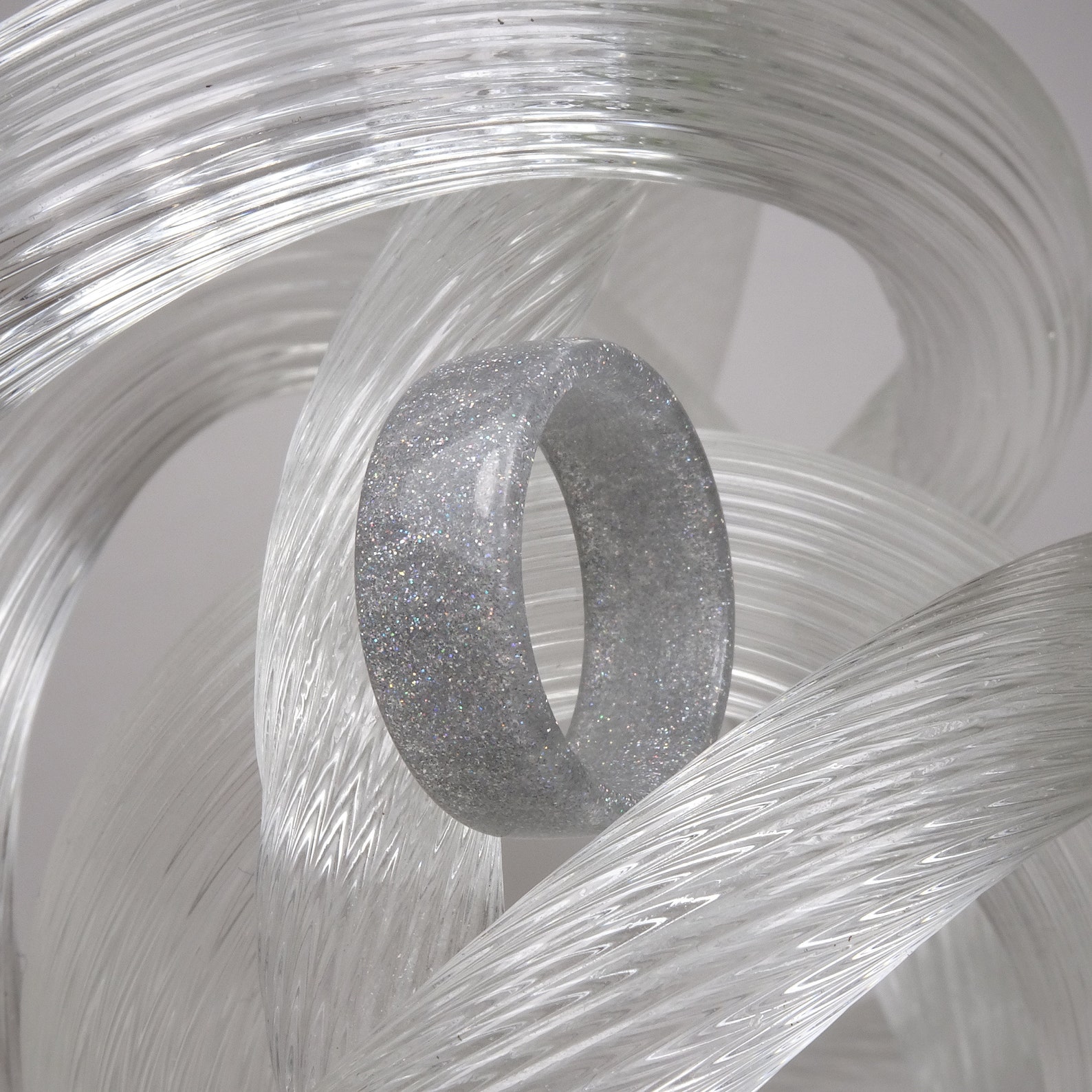 Silver Holographic Resin Ring Silver Holographic Acrylic - Etsy