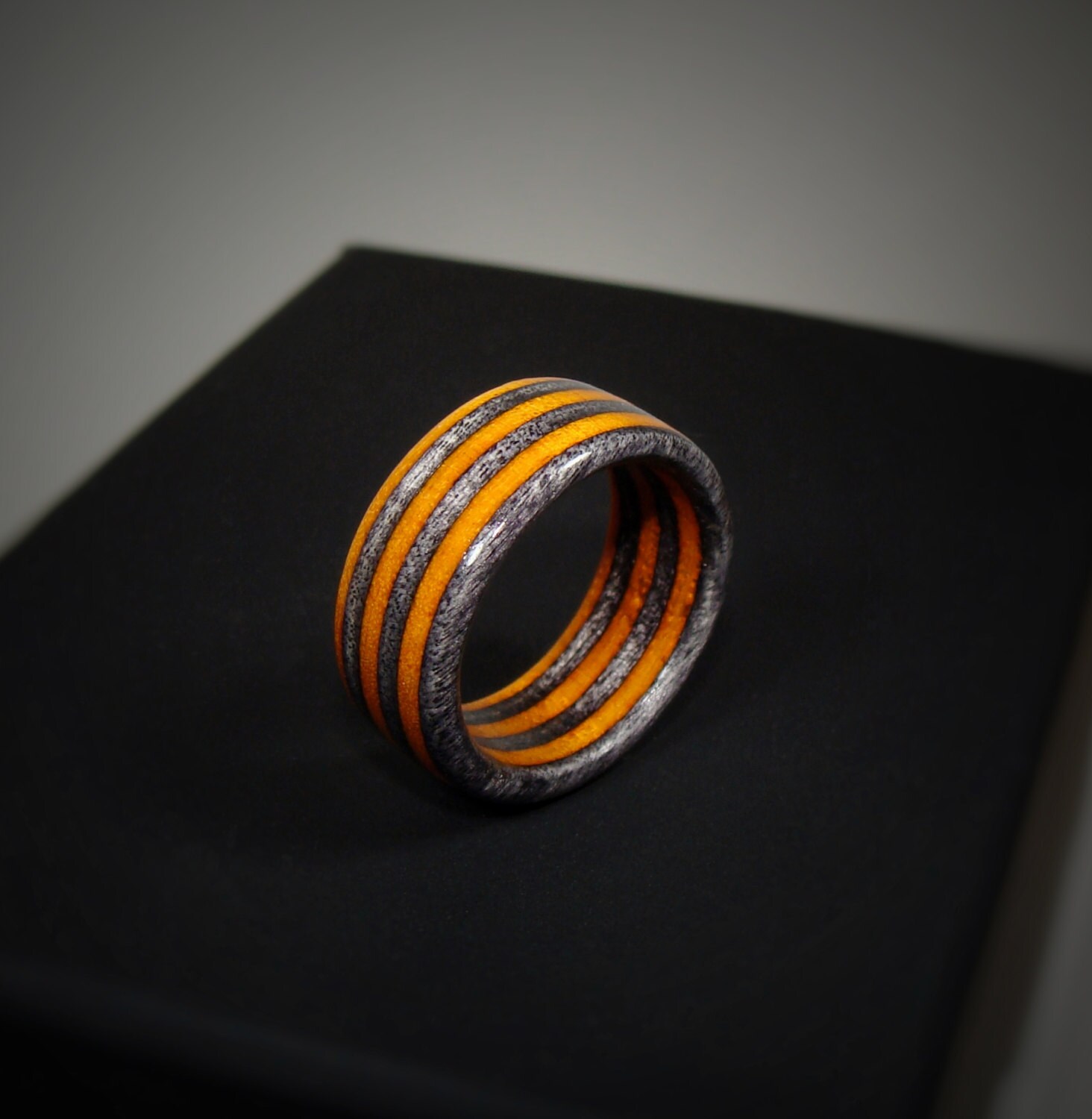 Onyx Black Orange Wood Ring - Spectraply Onyx Black Orange Wood Ring ...