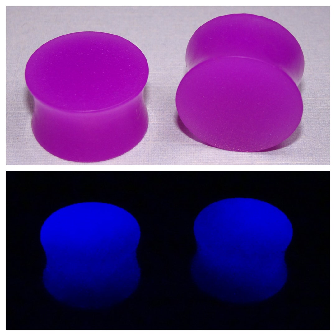 Fluorescent Purple Glow in the Dark Resin Ear Plugs - Purple Glowing ...