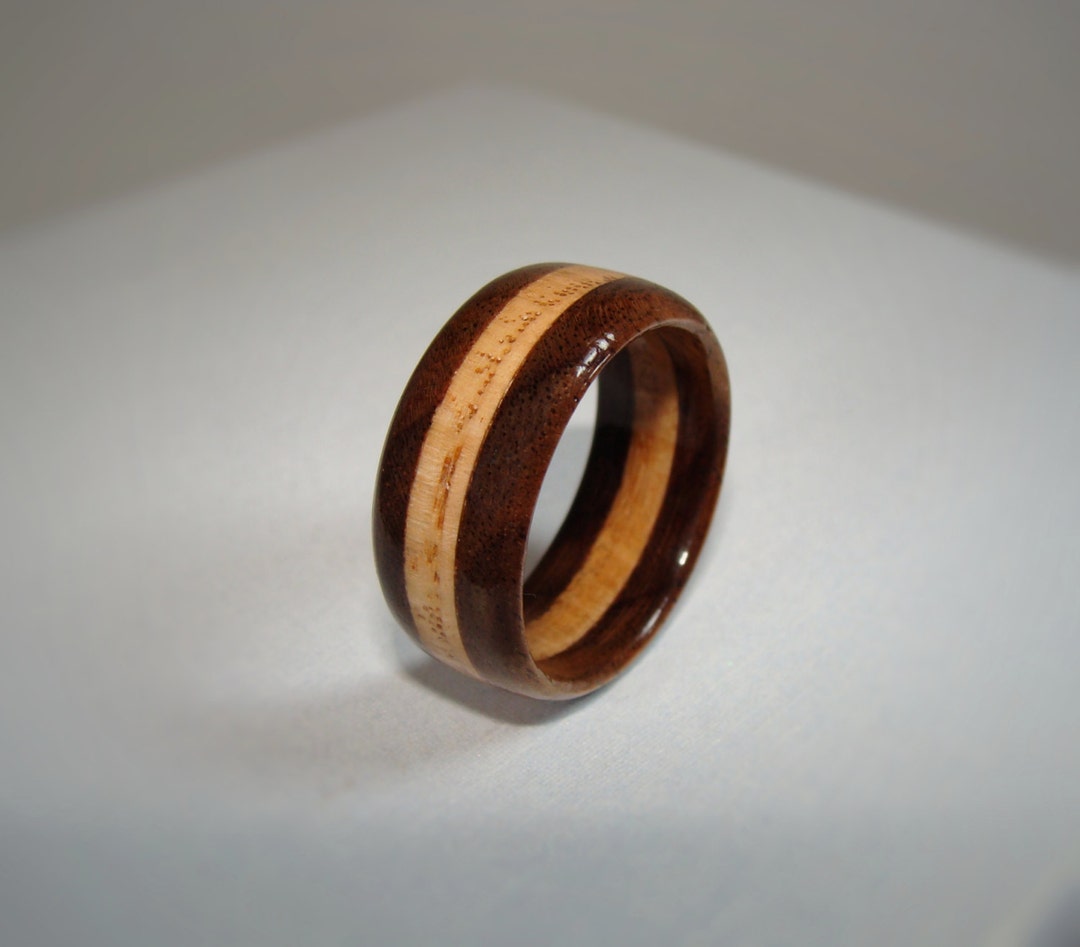 Walnut and Oak Wood Ring ~ Layered Solid Wood Ring ~ Men's or Women's ...