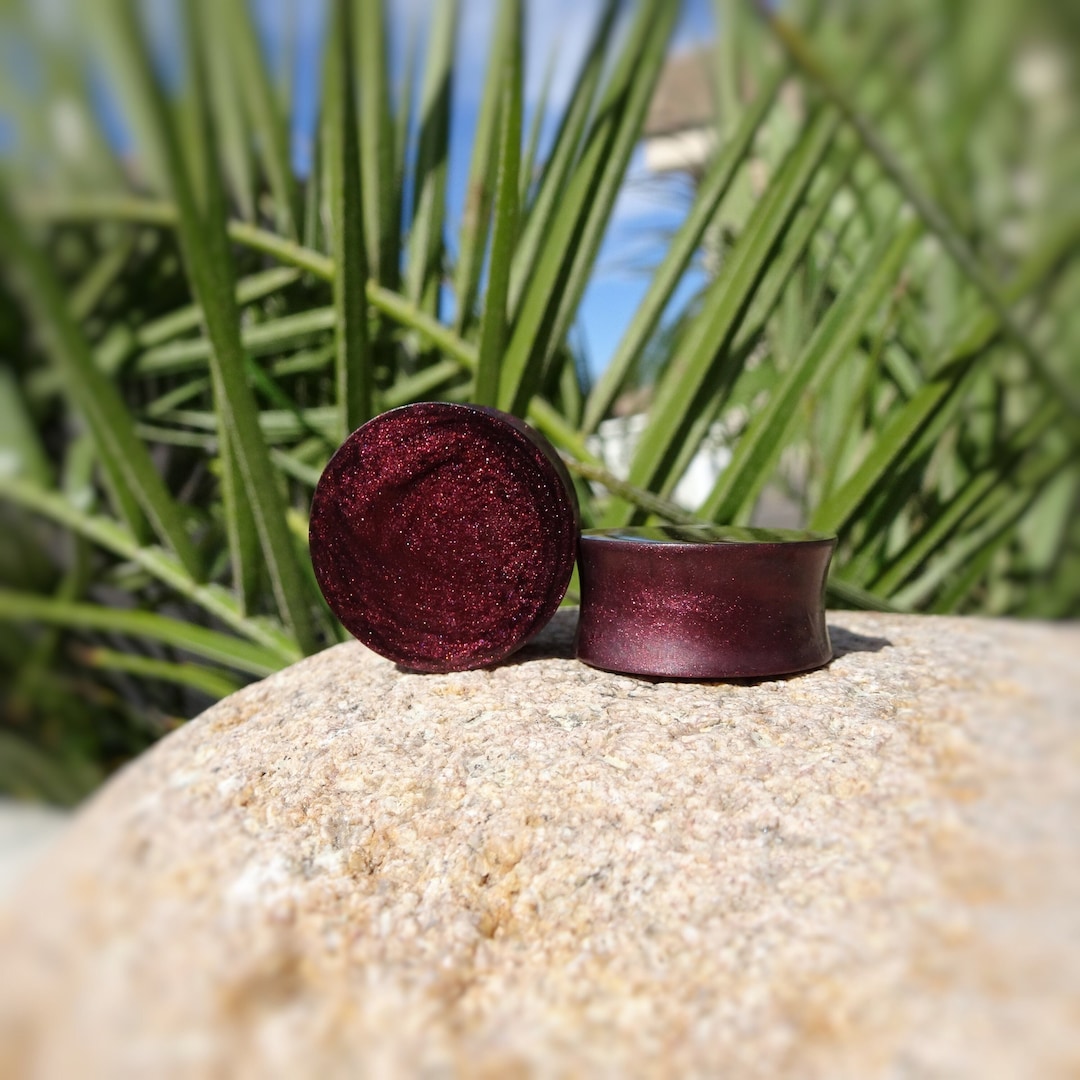 Black Cherry Pearl Resin Ear Plugs - Ear Gauges - Gift for Him or Her ...