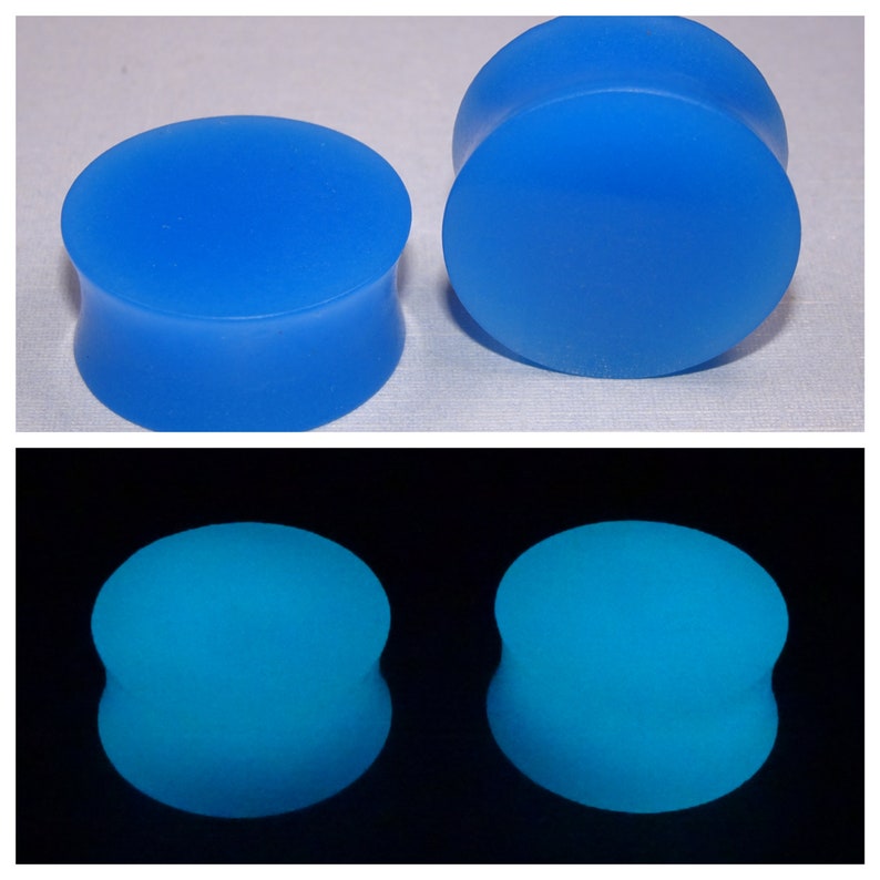 Fluorescent Blue Glow in the Dark Resin Ear Plugs - Blue Glowing Ear ...