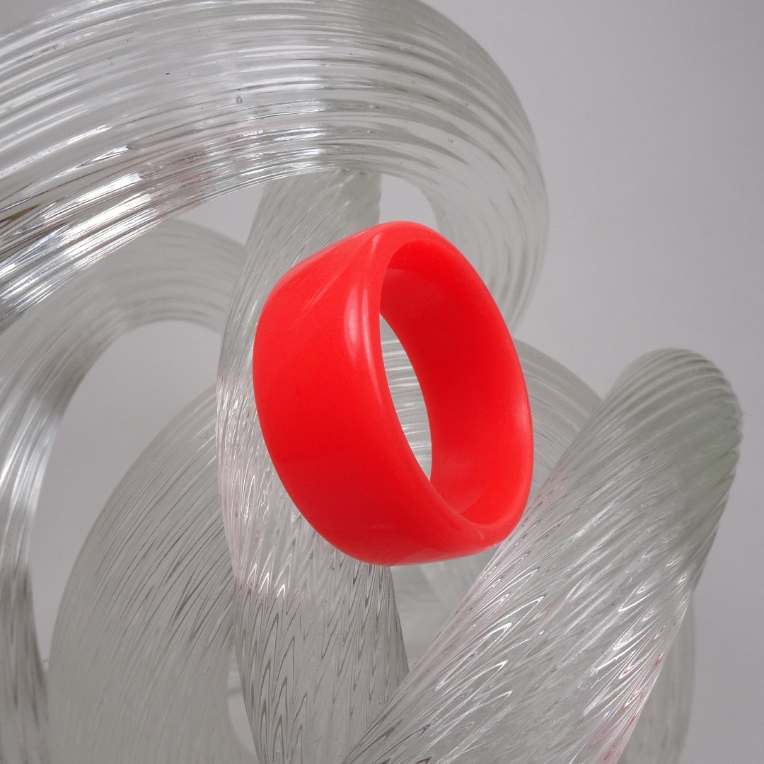 Neon Red Resin Ring - Neon Red Unisex Wedding Band - Gift for Him or ...