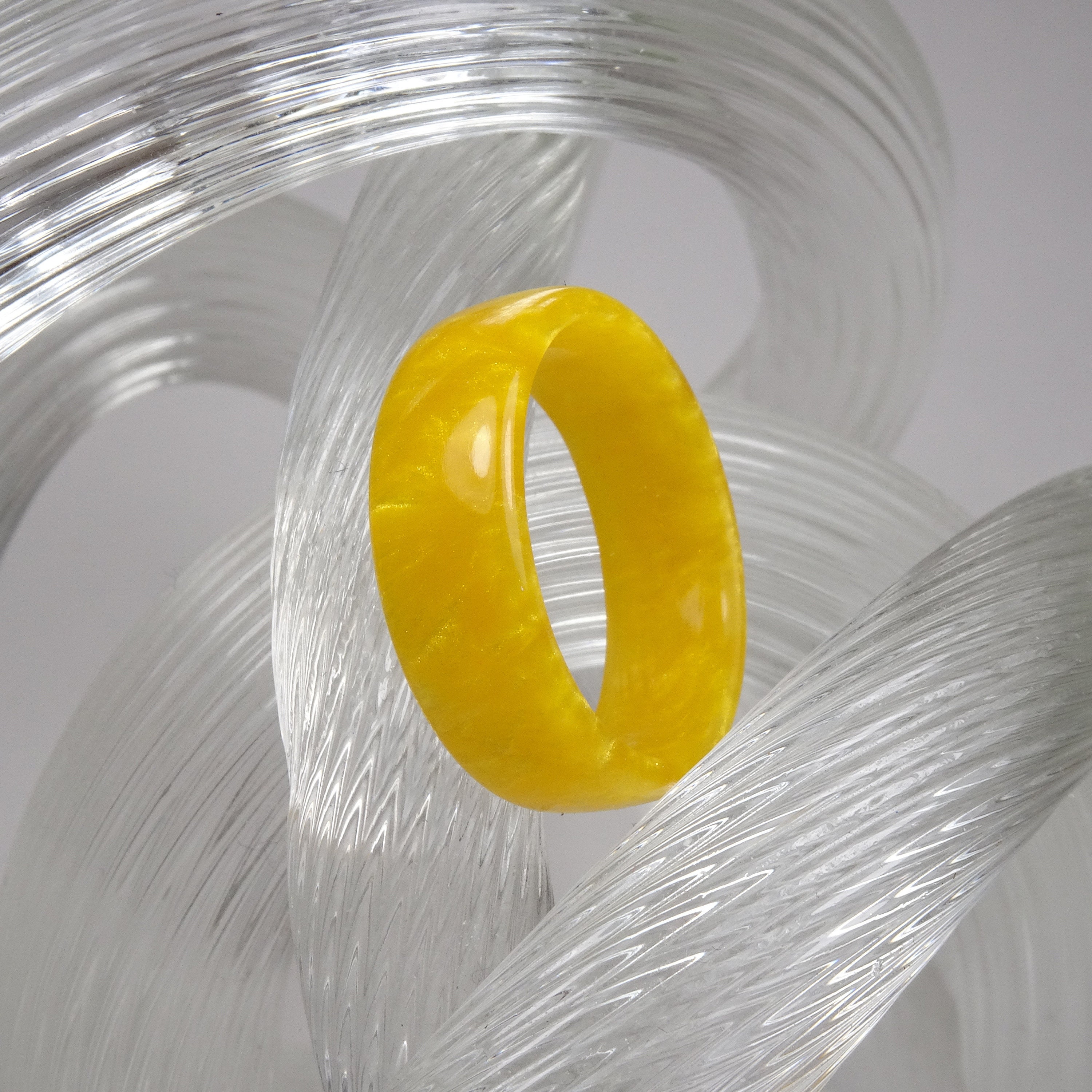 Bright Yellow Pearl Resin Ring Bright Yellow Pearl Acrylic - Etsy