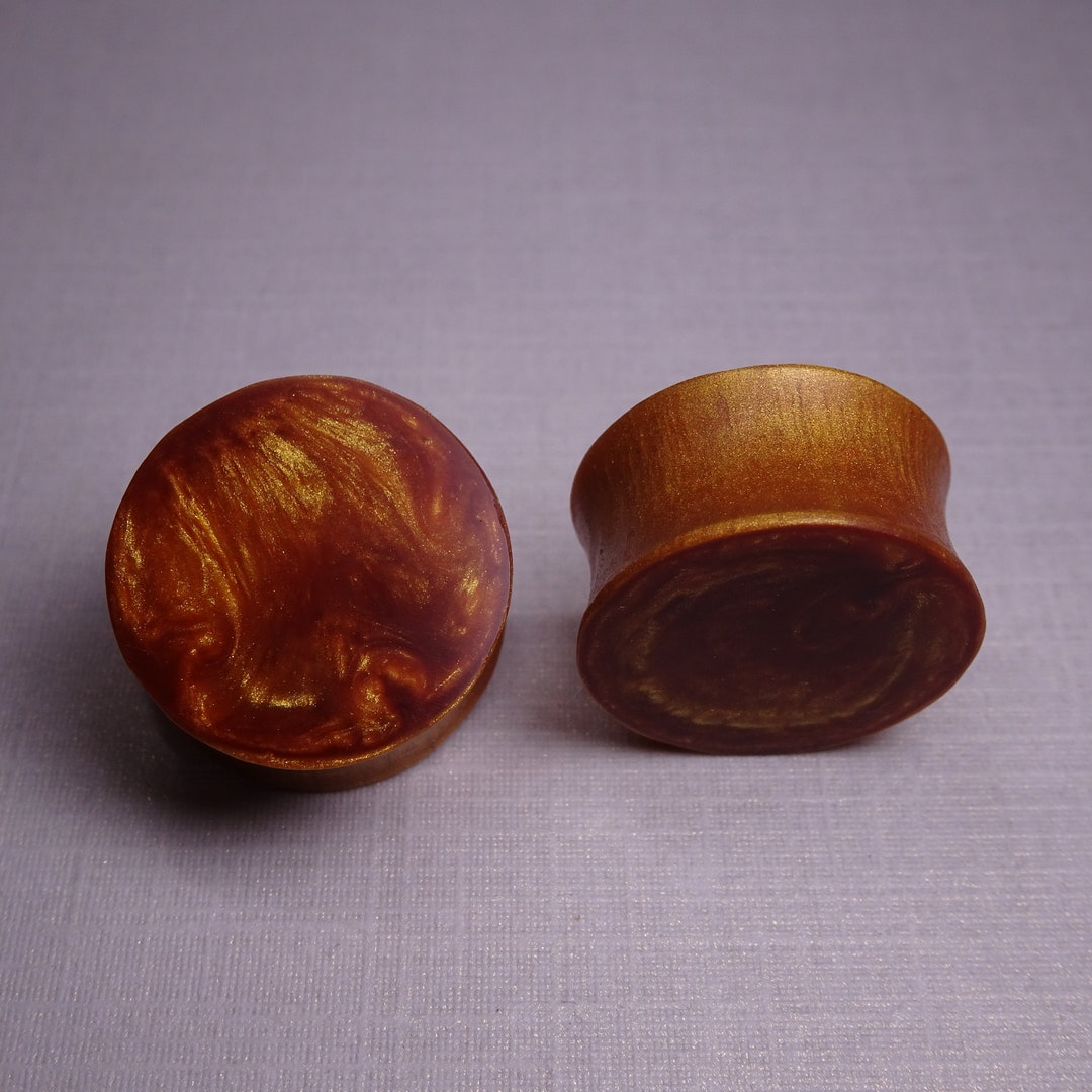 Rustic Gold Pearl Resin Ear Plugs or Tunnels or Teardrops - Etsy