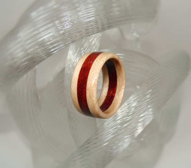 Maple and Bloodwood Ring Layered Solid Wood Ring Men's - Etsy
