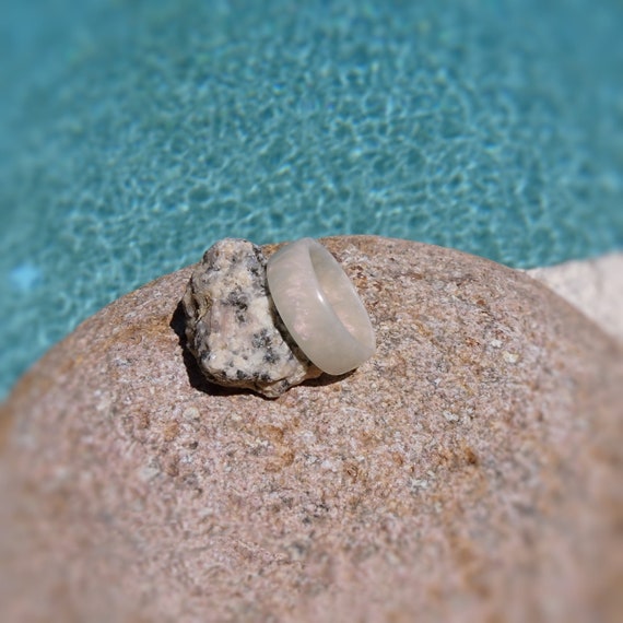 White Pearl Resin Ring With Red Color Shift White Pearl | Etsy