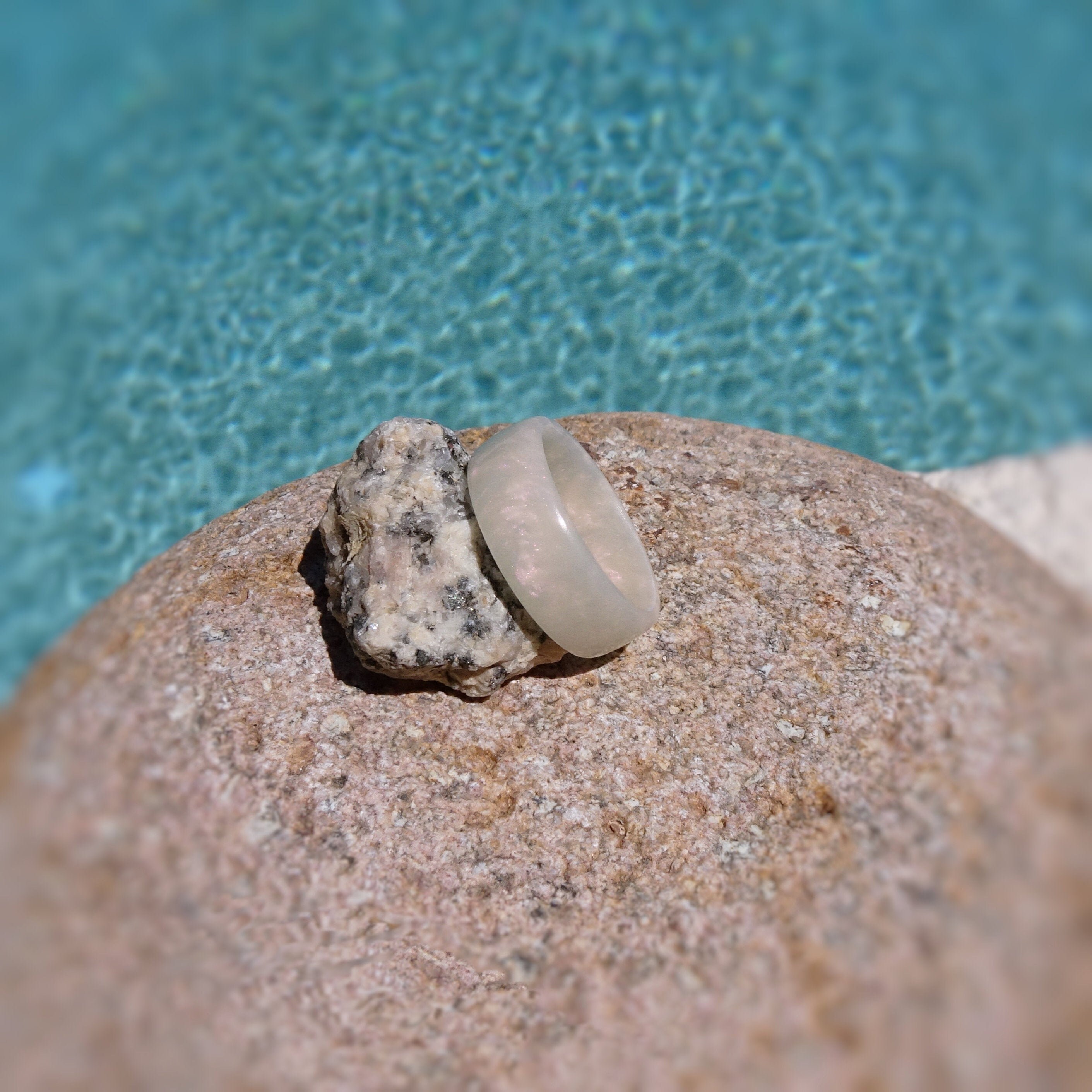 White Pearl Resin Ring With Red Color Shift White Pearl | Etsy