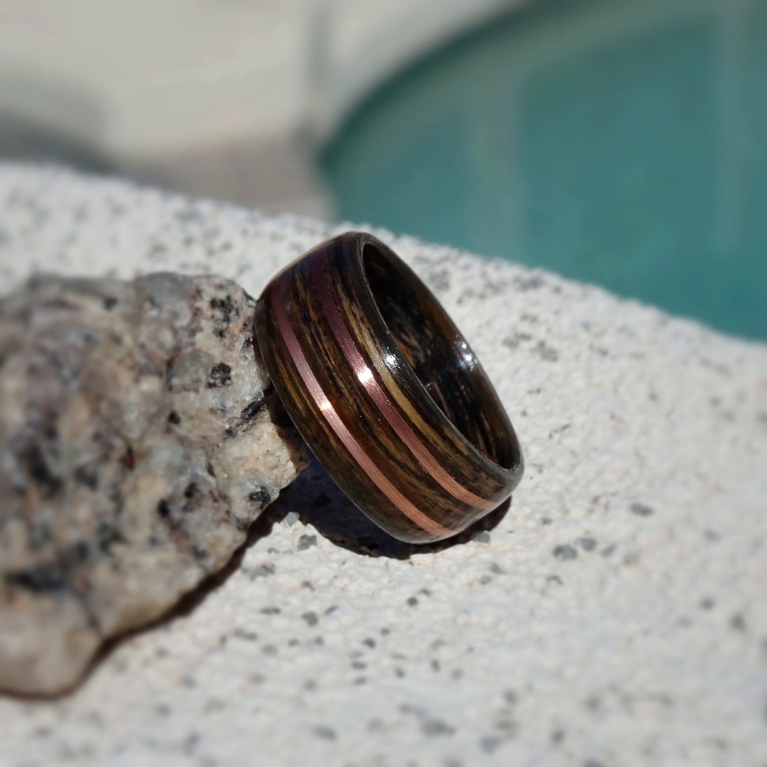 Charred Tennessee Whiskey Barrel Bentwood Ring With Dual Copper Band ...