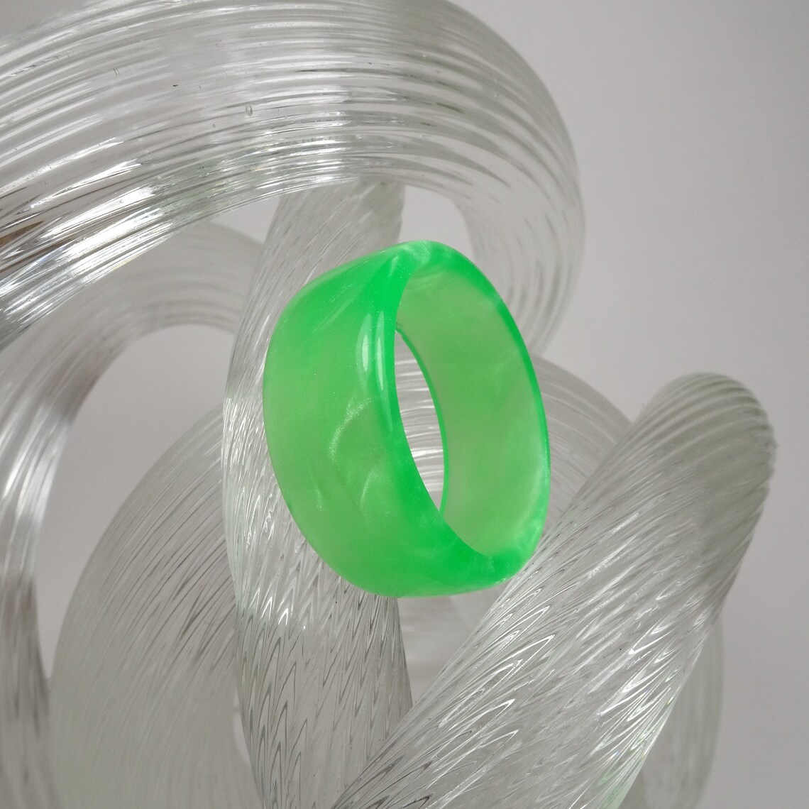 Neon Green Pearl Resin Ring - Neon Green Unisex Resin Wedding Band ...