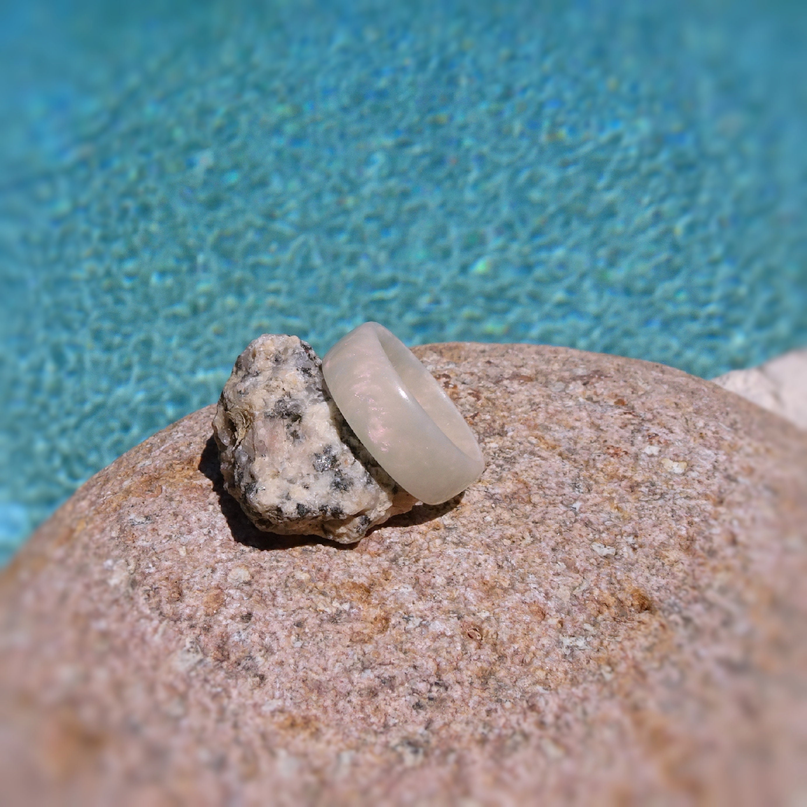 White Pearl Resin Ring With Red Color Shift White Pearl | Etsy