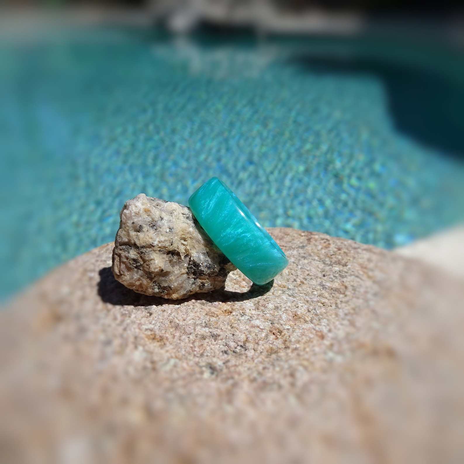 Sea Blue Pearl Resin Ring Turquoise Blue Pearl Acrylic Resin - Etsy