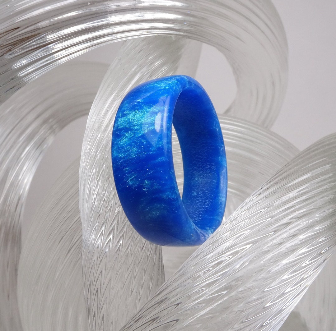 Blue Green Duochrome Resin Ring - Blue and Green Unisex Resin Wedding ...