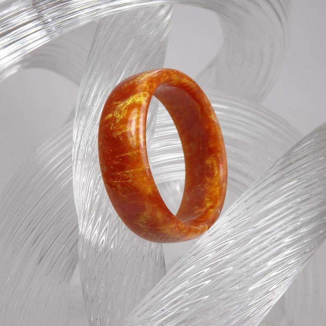 Rustic Gold Pearl Resin Ring - Rustic Gold Unisex Wedding Band - Gift ...