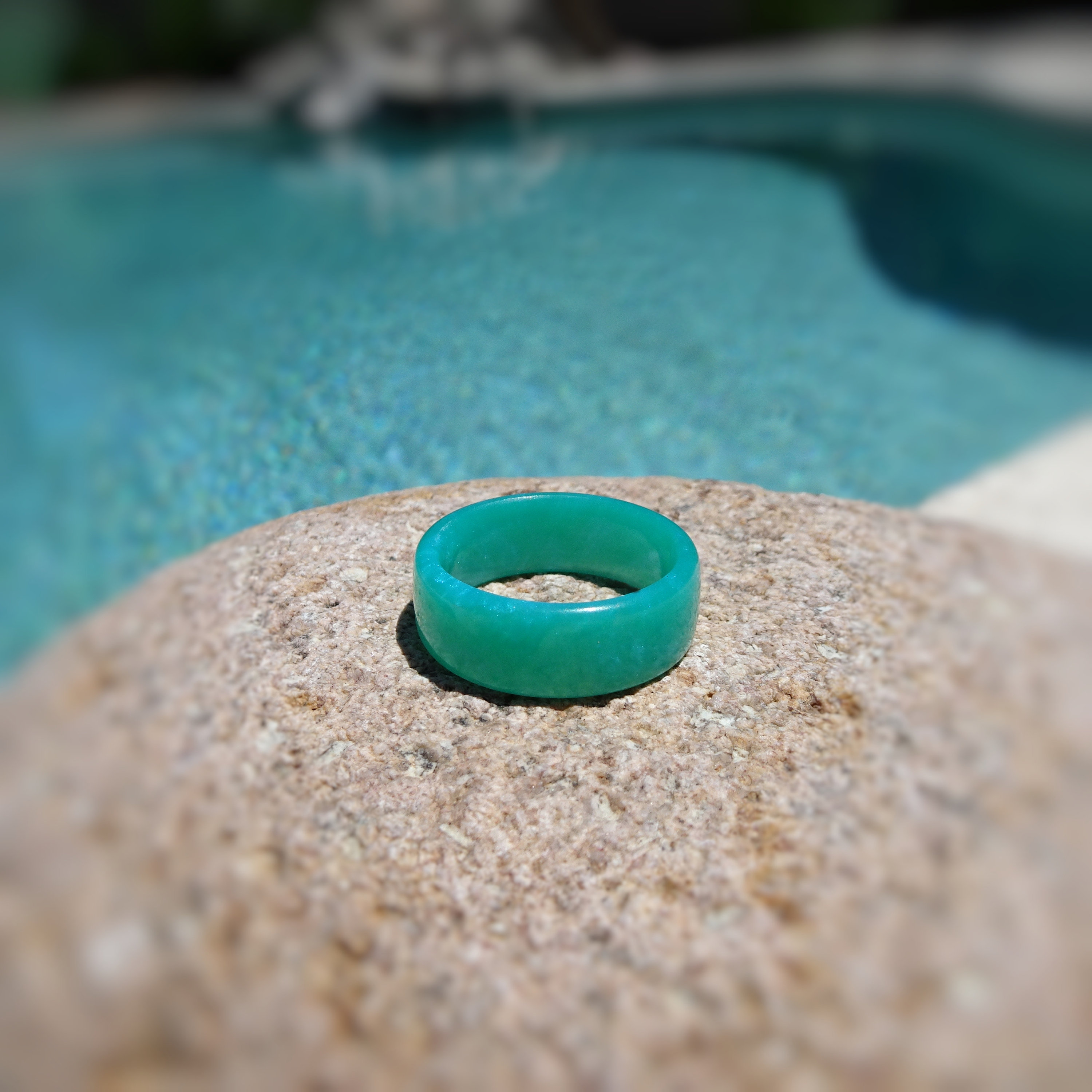 Sea Blue Pearl Resin Ring - Turquoise Blue Pearl Resin Unisex Wedding ...