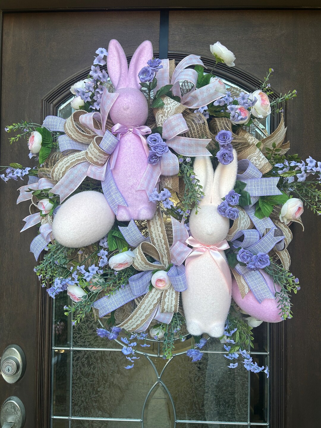 Flocked Bunny, Flocked Bunny Wreath, Easter Wreath, Holiday Wreath ...