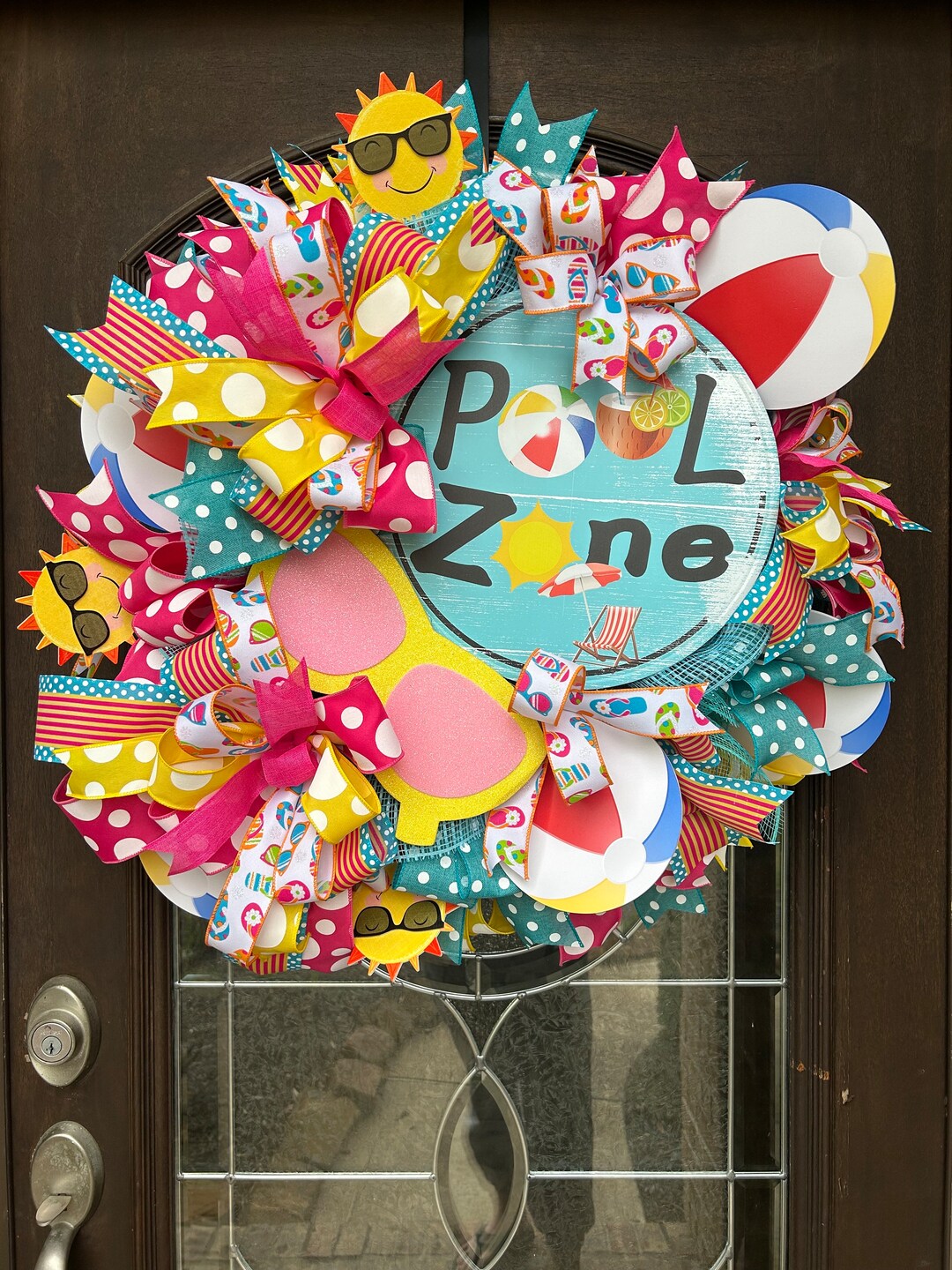 Pool Party, Pool Wreath, Summer Wreath, Handmade Wreath, Beach Ball ...