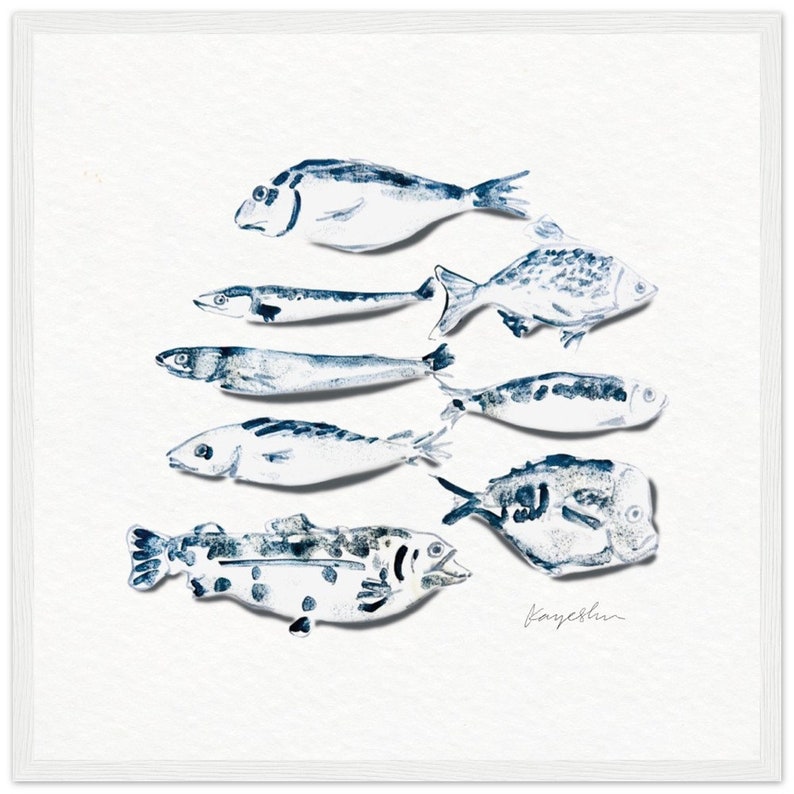 Blue Fish Art Print | Nautical Wall Decor | Ocean-themed Artwork ...