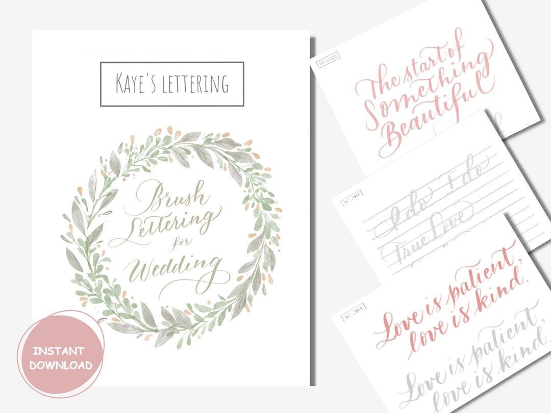 Brush Lettering Practice Worksheets With Love Words Digital Instant Download Bridal Party ...