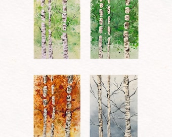 Four Seasons Watercolor (original) - Etsy