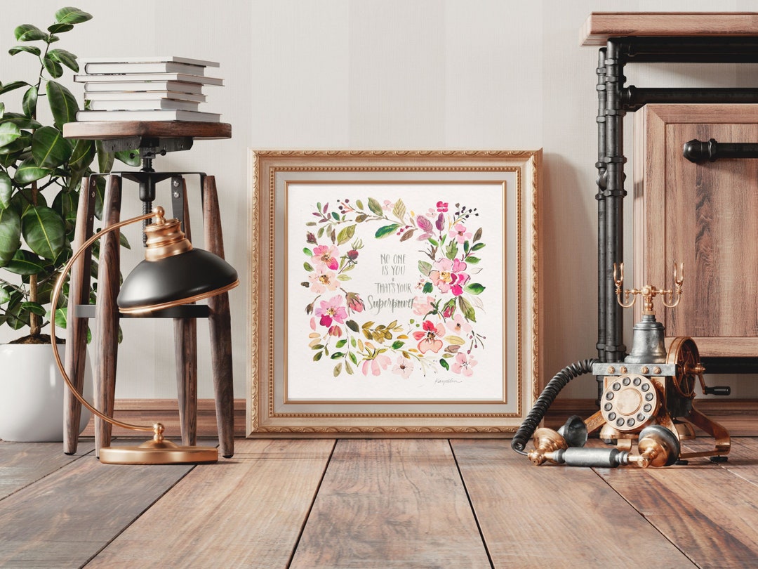 Flower Affirmation Quote Art Print Watercolor Floral Download Positive ...