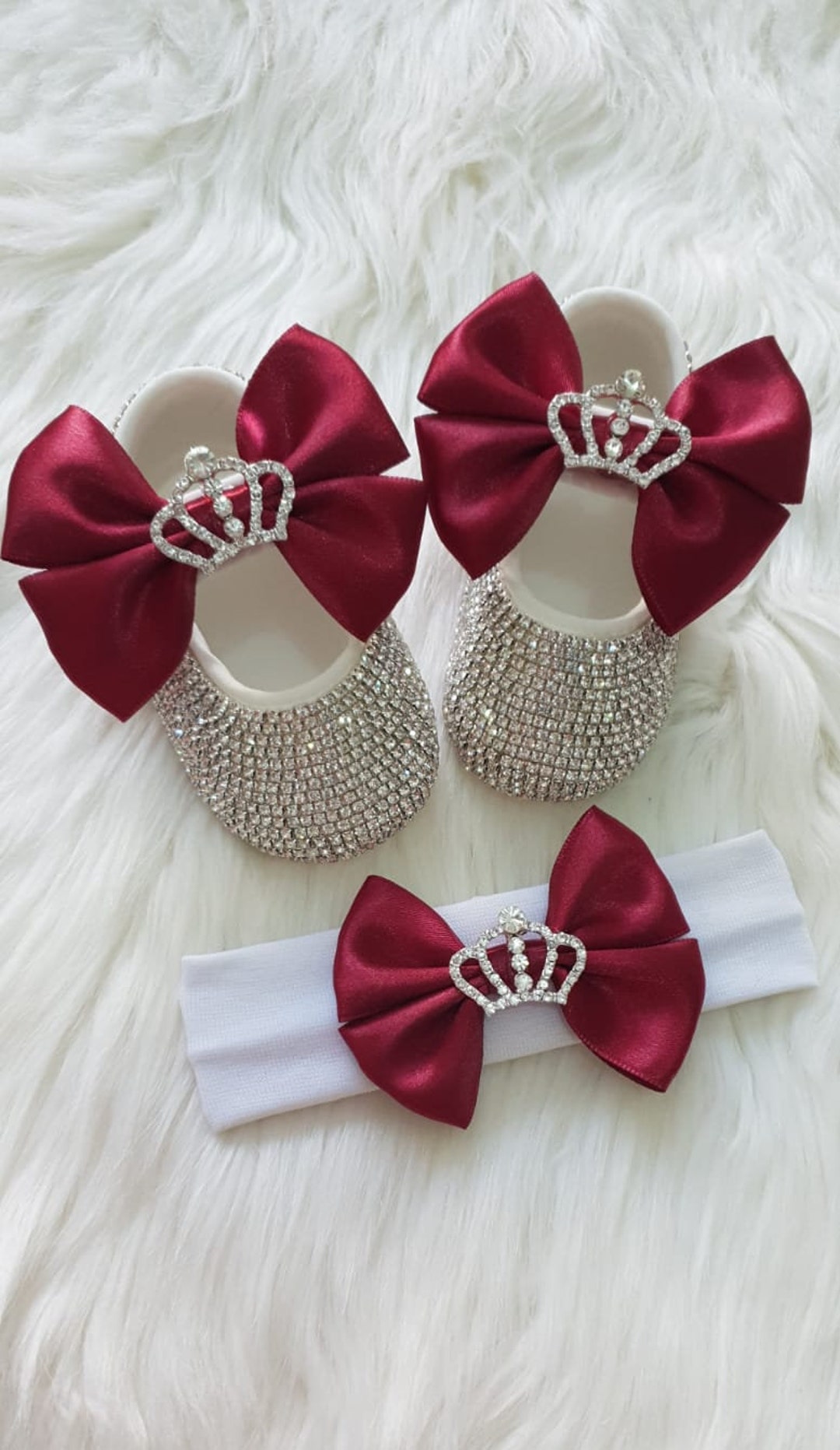 Red Baby Shoes, Christmas Baby Girl Shoes, Christening Shoes, Bling ...