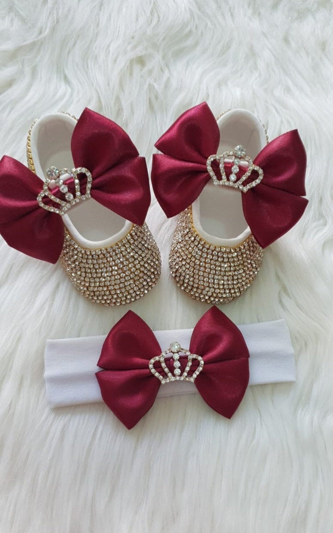 Christmas Baby Shoes, Red and Gold Baby Shoes, Christmas Gift, Baby ...