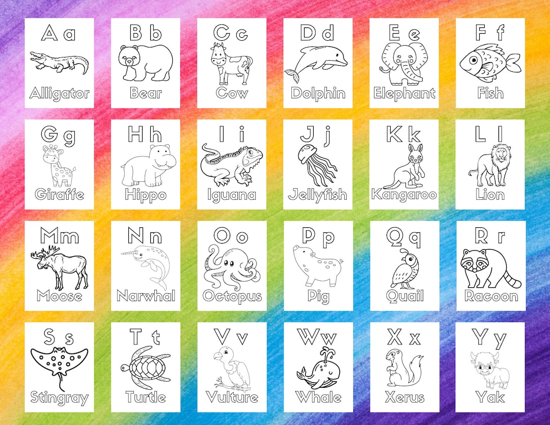 Animal Alphabet Coloring Sheets Pages Outline Animals and Letters ...