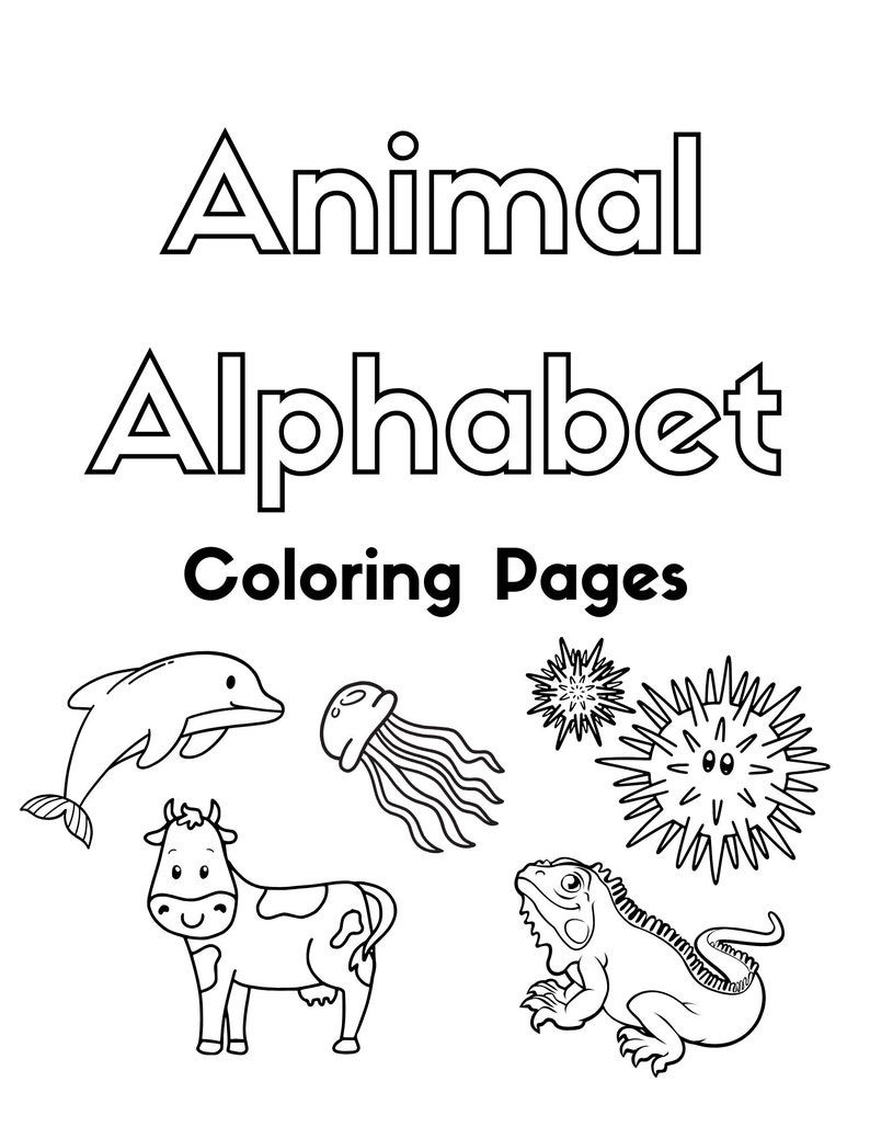Animal Alphabet Coloring Sheets Pages Outline Animals and Letters ...