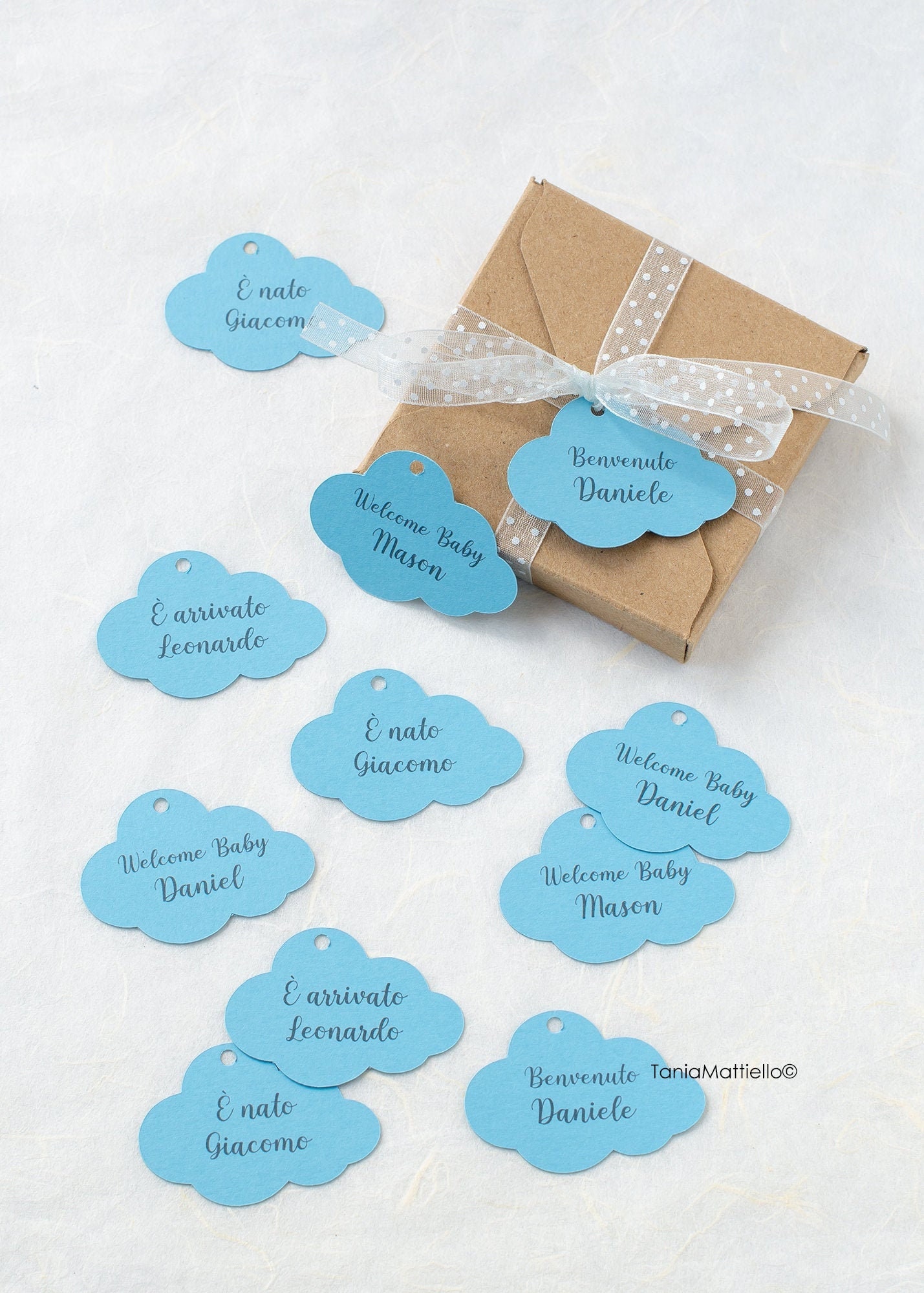 Blue Cloud Shaped Tags Baby Shower Cloud Shaped Labels | Etsy