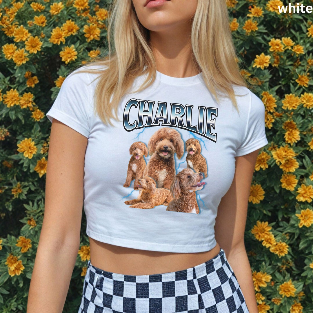 Womens Custom Pet Bootleg Rap Baby Tee Shirt, Personalized Dog Cat ...