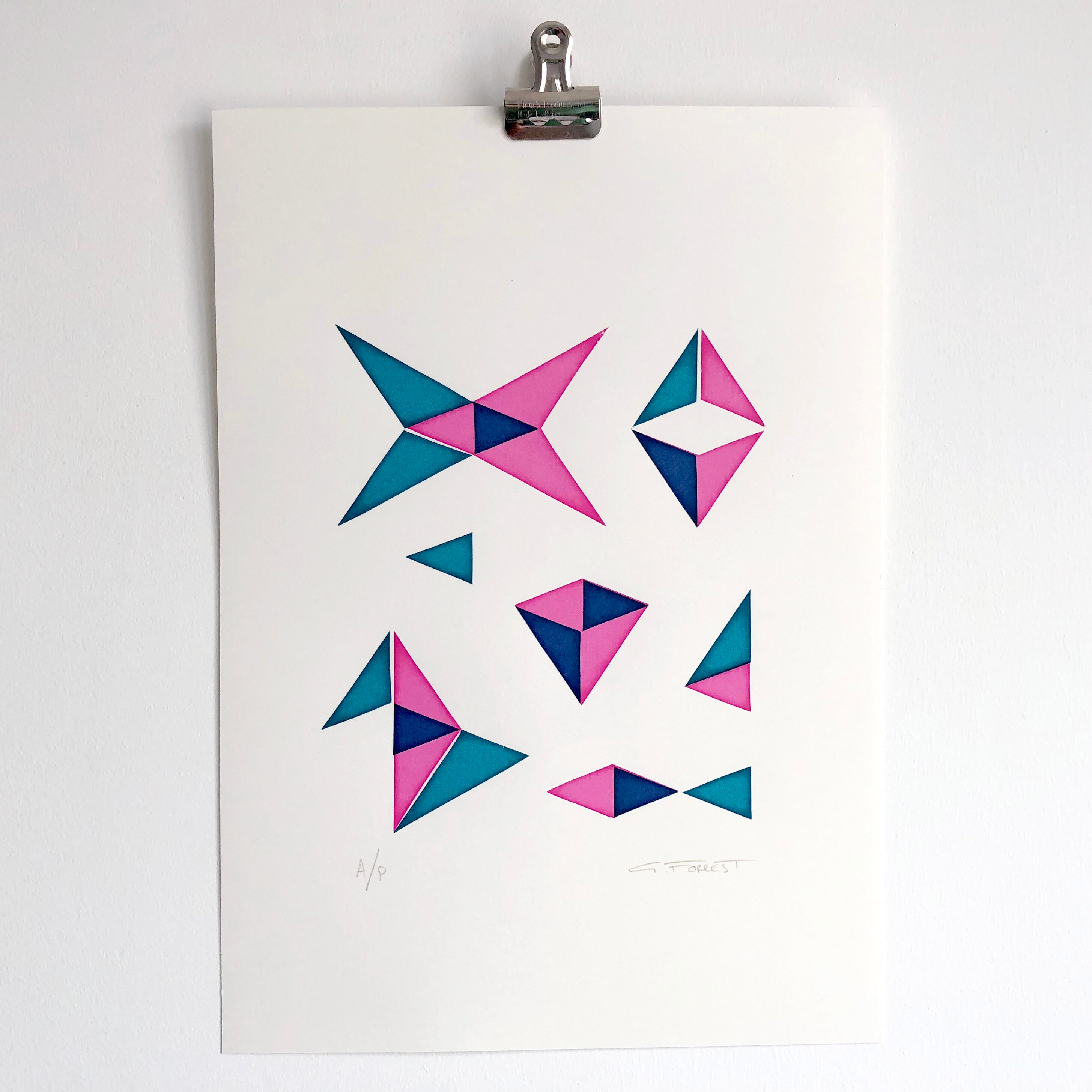 A4 Geometric Original Limited Edition 2 Colour Screen Print - Etsy