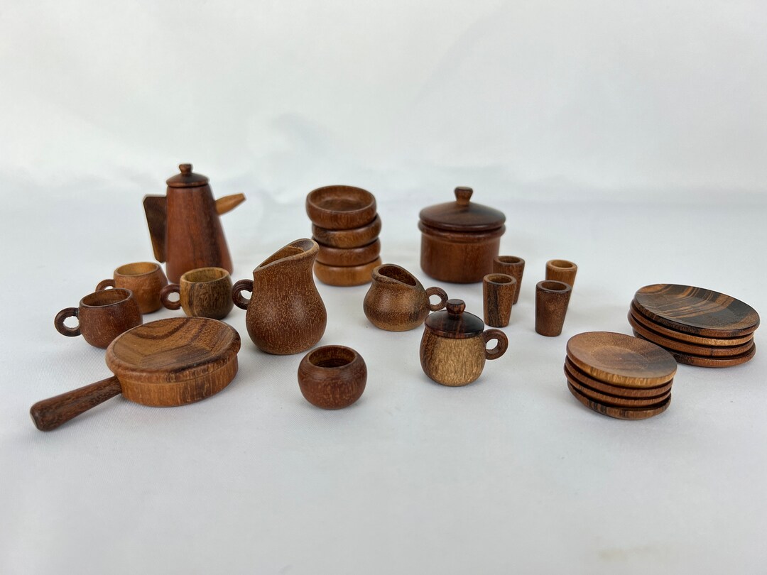 29 Pieces Treenware Primitive Kitchen Wood Pots Handmade European ...