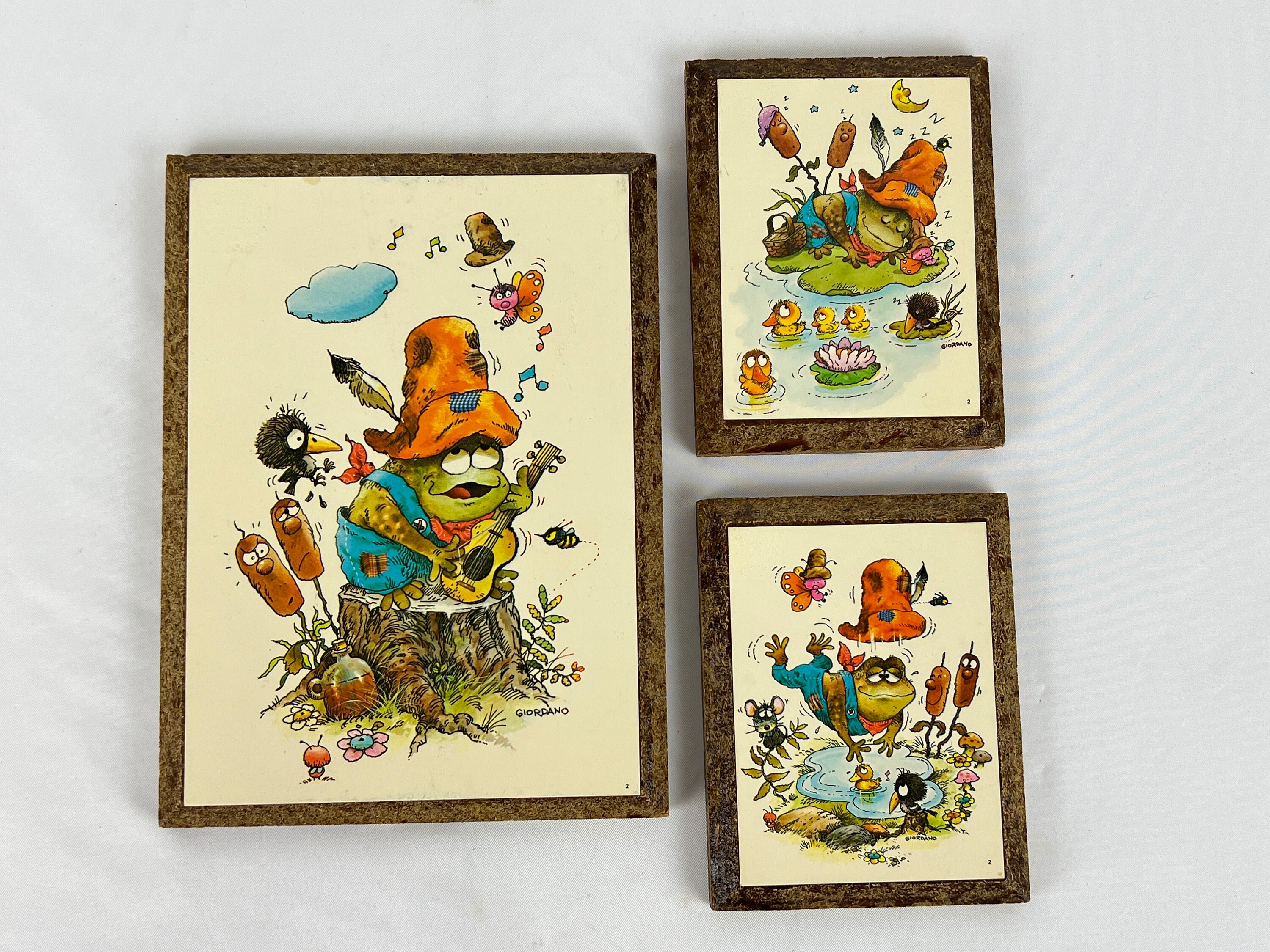 1981 D Giordano 3 Piece Set of Colorful Hillbilly Frogs Ducks - Etsy