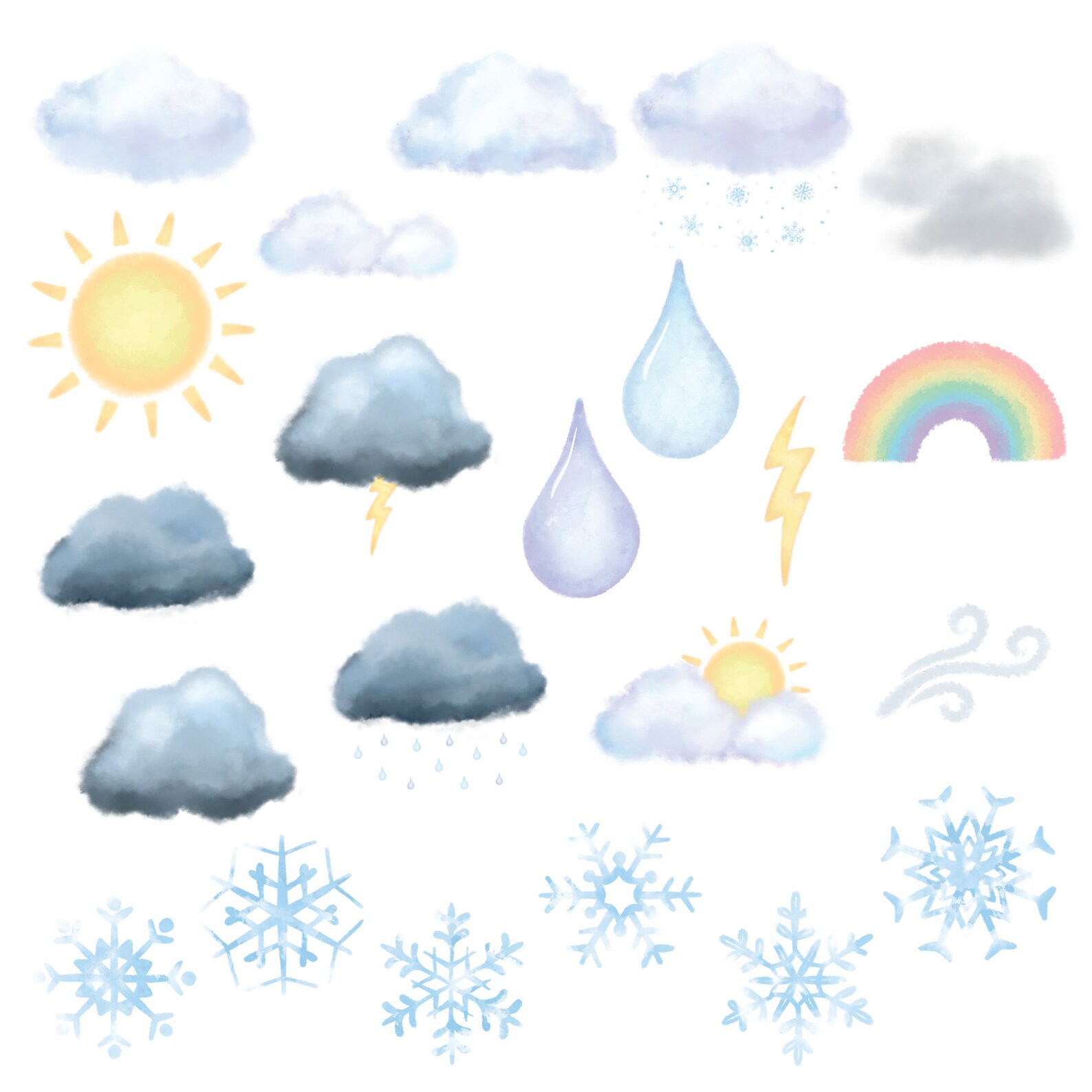 Watercolor Weather Clipart | Classroom Weather Element Chart | Weather ...