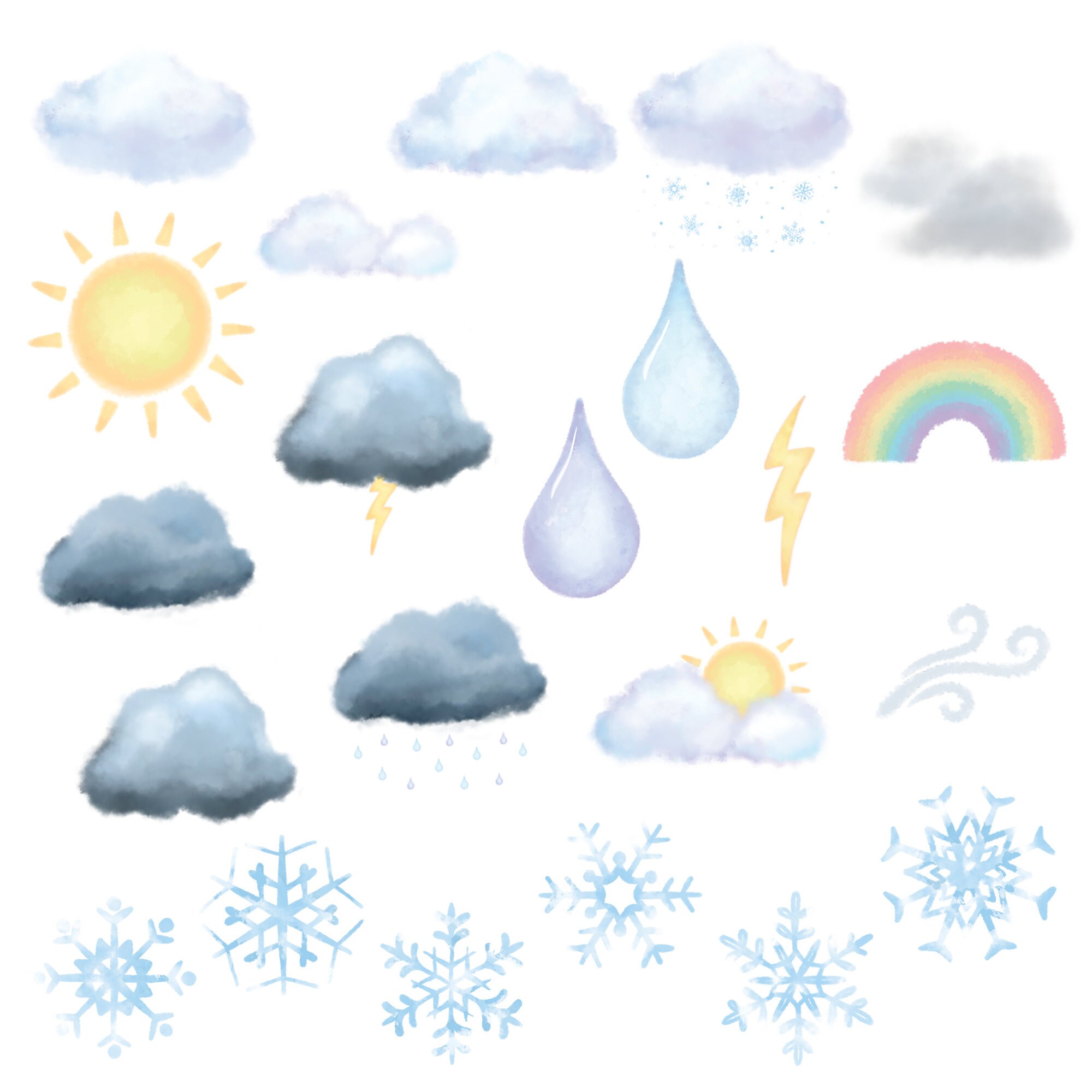 Watercolor Weather Clipart | Classroom Weather Element Chart | Weather ...