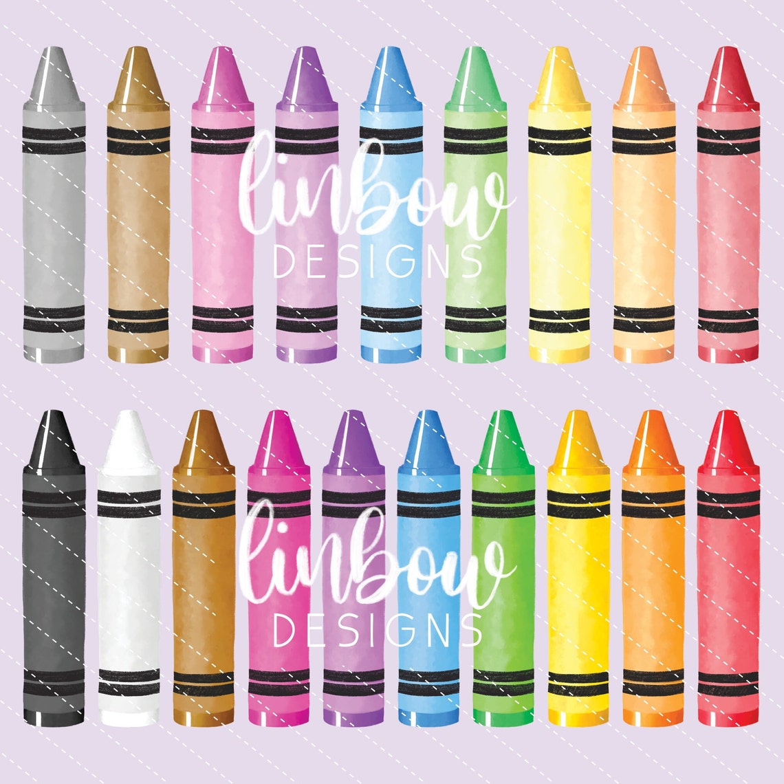 Crayons Watercolor Clipart | Colorful Rainbow Crayons | Cute Crayon ...