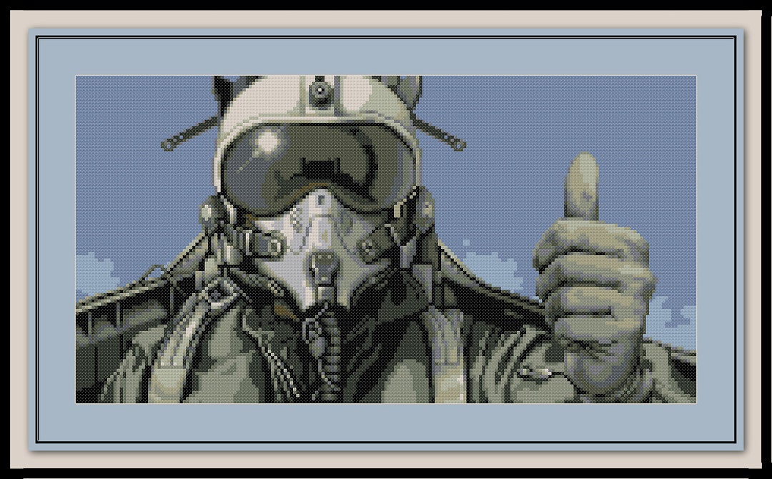 Pilot Cross Stitch Pattern Flying Fighter Jet US Airforce Military ...