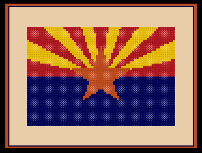Arizona Flag Cross Stitch Pattern Simple USA United States - Etsy
