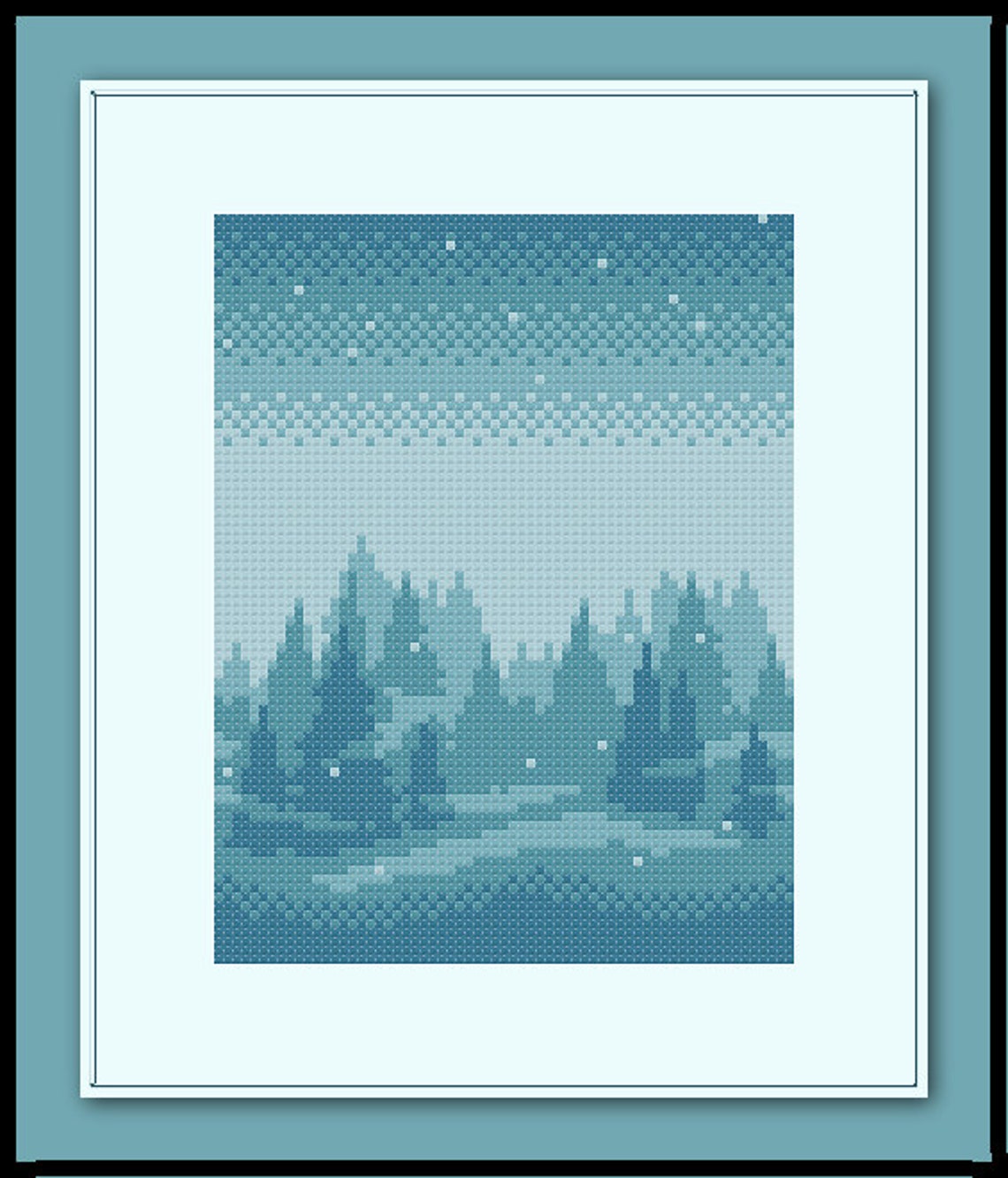 Snowy Forest Cross Stitch Pattern Winter Wonderland Snow Pine Trees ...