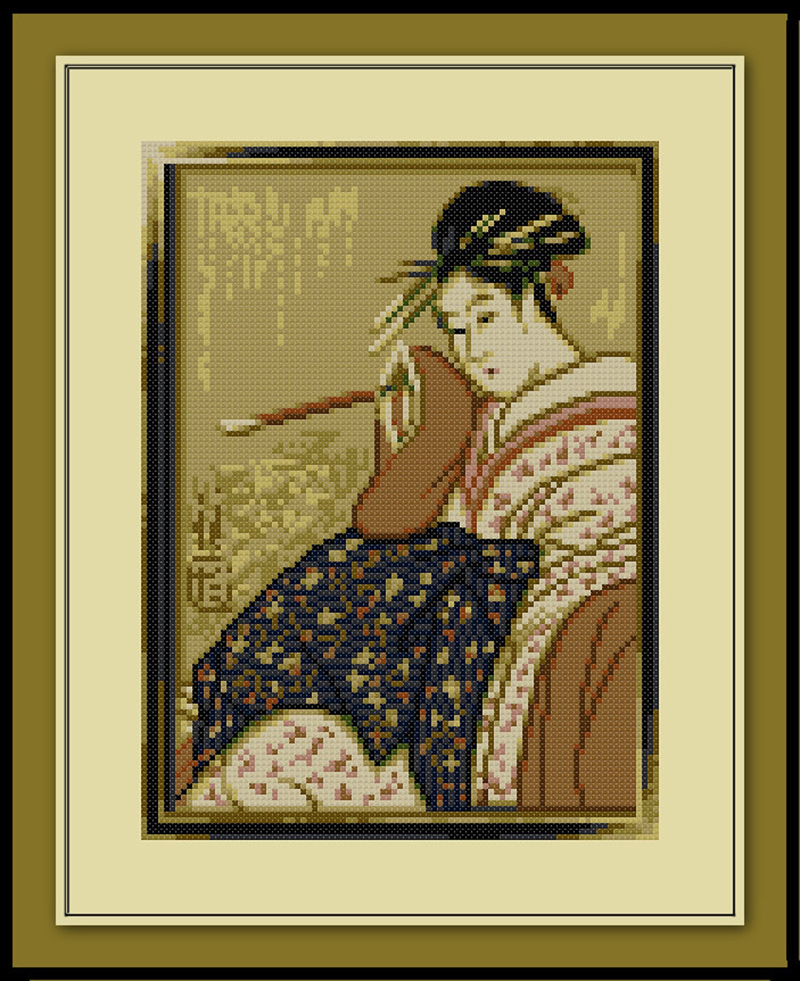 Geisha Cross Stitch Pattern Traditional Japanese Scroll - Etsy
