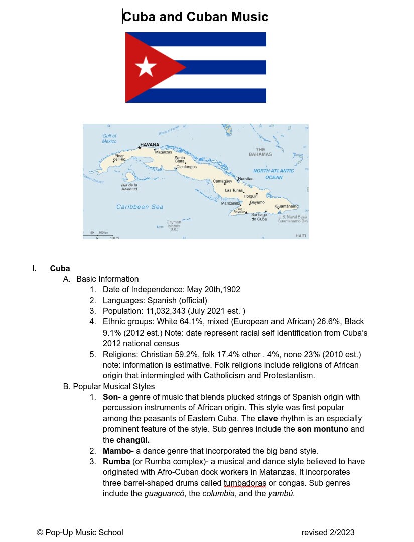 Cuban Music Listening Guide for Music Teachers and Students - Etsy