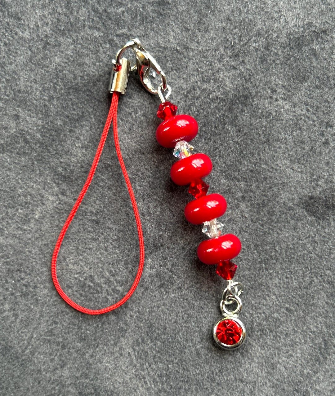 July Birthstone-colored January Red Abacus Bead Bling Dangle Cell Phone ...