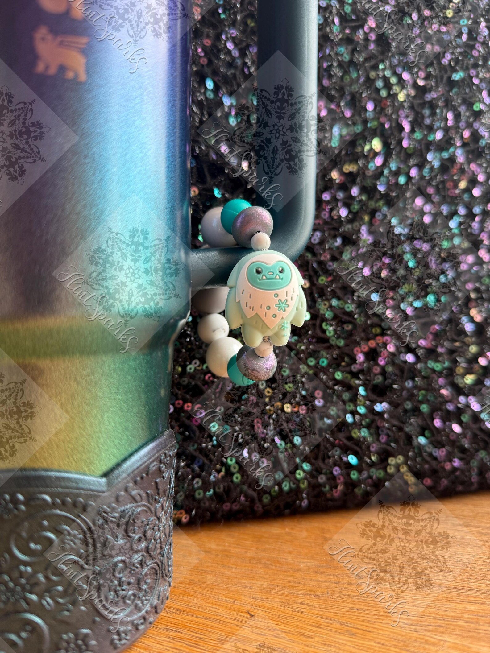 3D Winter Yeti Abominable Snow Monster Gray Sparkle Turquoise Teal ...