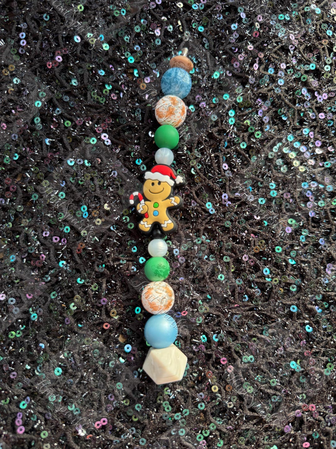 2D Gingerbread Man With Print Bead Candy Winter Icing Christmas ...