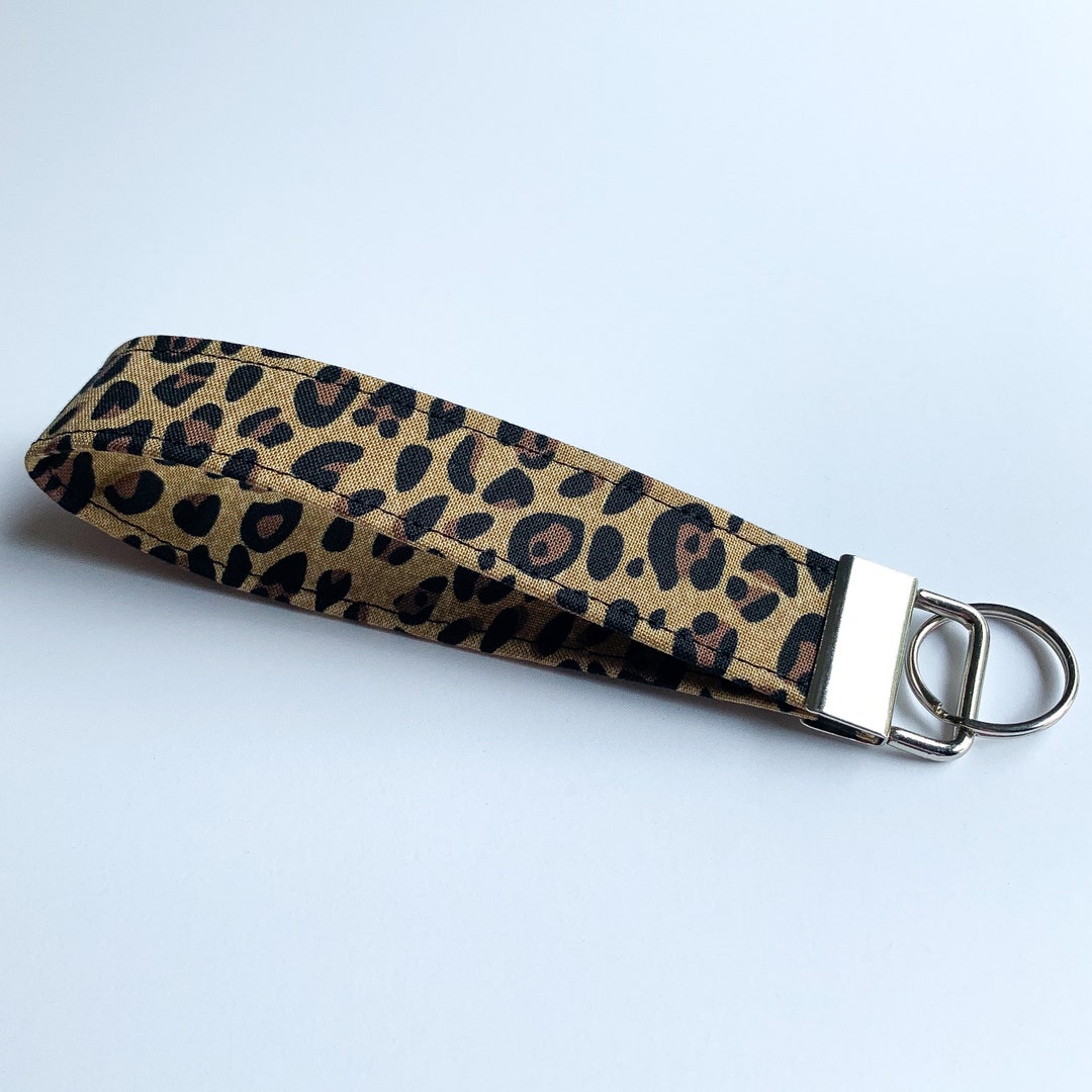 Brown Leopard Print Key Fob, Leopard Wristlet, Key Accessories, Animal ...