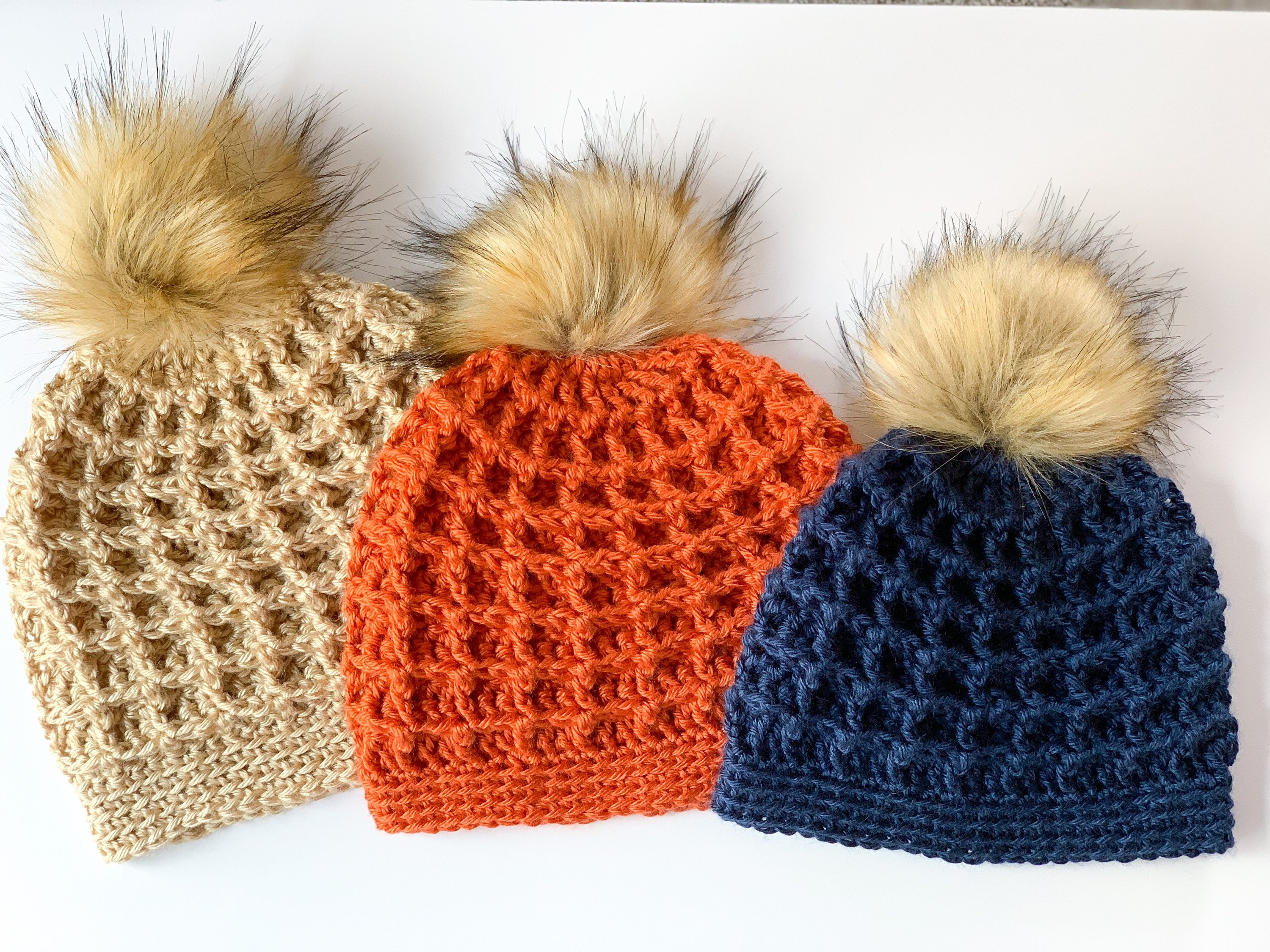 Waffle Stitch Crochet Hats / Crochet Winter Hats / Adult Hat / | Etsy