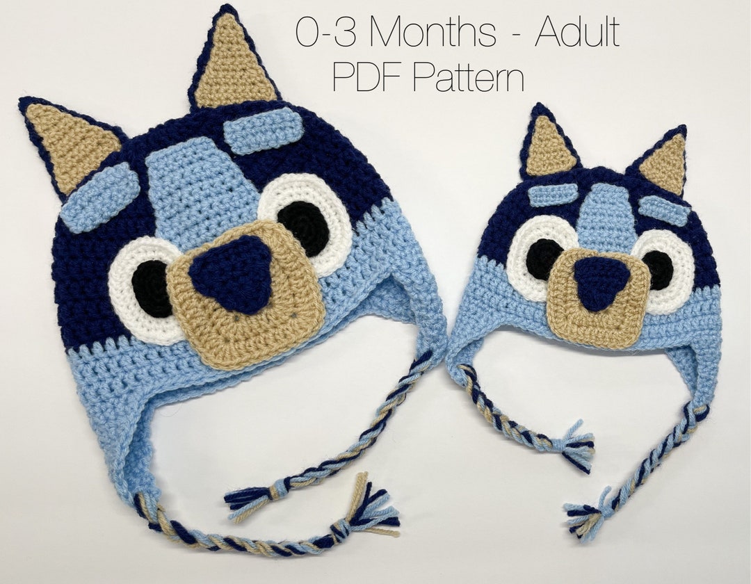 Crochet Blue Dog Hat Pattern, Crochet Pattern, Blue Dog, Hat Patterns ...